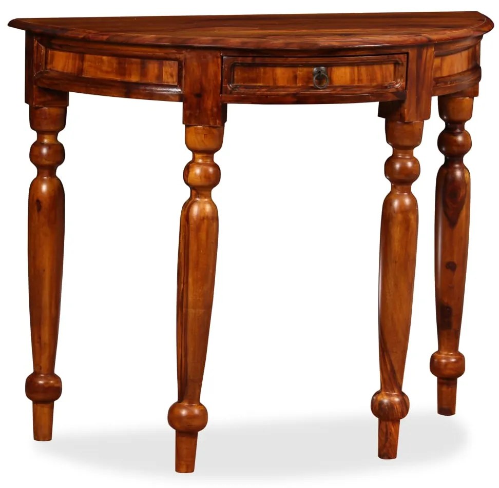 245157 vidaXL Konzolový stolek, masivní sheesham, 90 x 40 x 76 cm, polokulatý