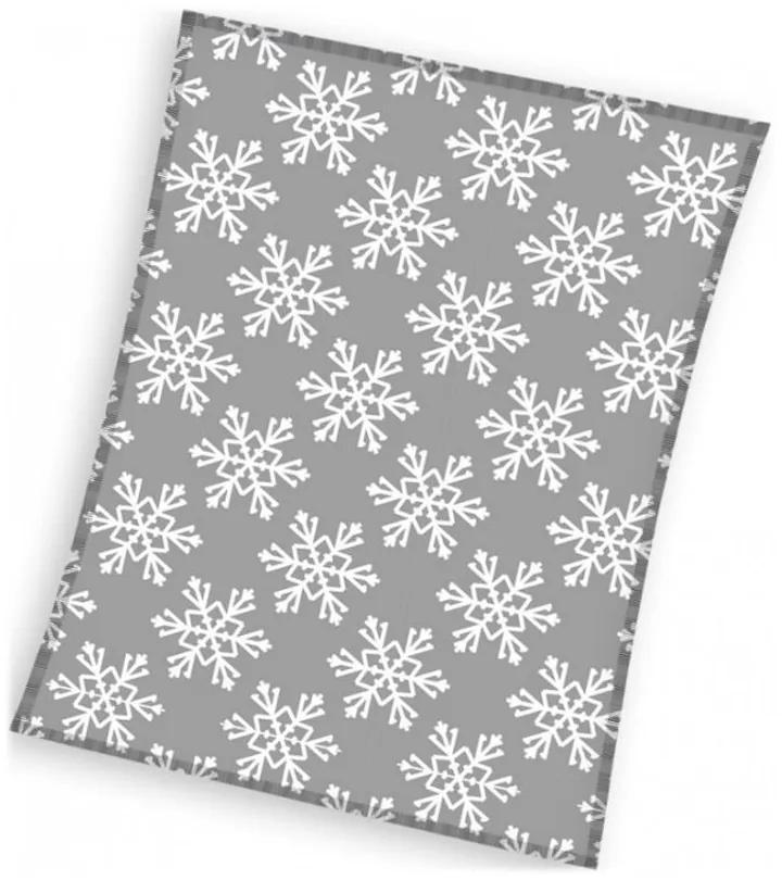 Vánoční flísová deka s vločkami - fleece 180 gsm - 130 x 170 cm