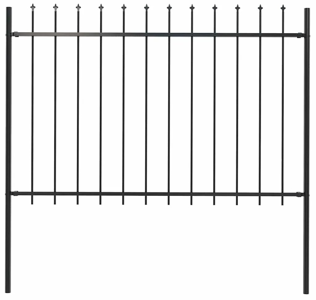 Zahradní plot Woerden s kopím nahoře ocelový 170 x 120 cm černý 144926