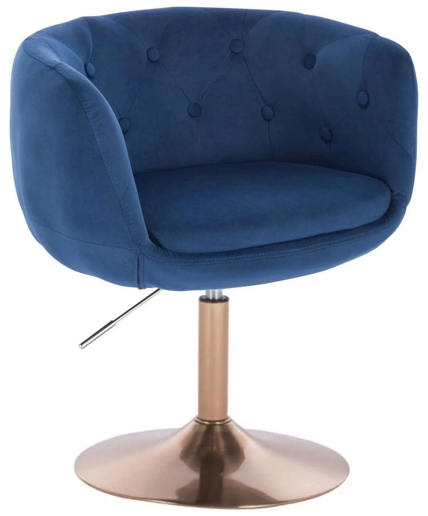 LuxuryForm DESIGN Otočné křeslo MONTANA VELUR na zlatém talíři - modré