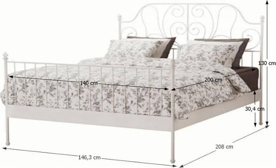 Tempo Kondela Kovová postel BEHEMOTH 140x200, bílá
