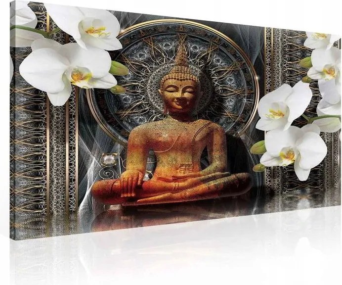 Obraz 80x60 Buddha meditace klid harmonie duchovnost orchideje Asie zen