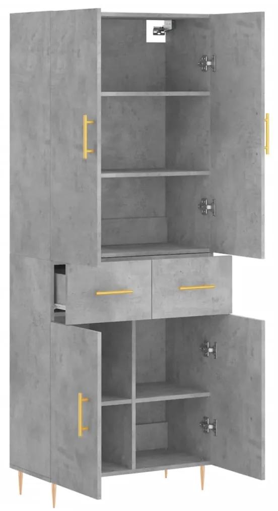 Skříň highboard betonově šedá 69,5x34x180 cm kompozitní dřevo,  3198141