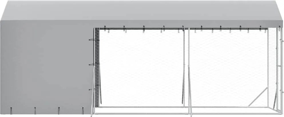 Venkovní psí kotec se střechou stříbrný 2 x 6 x 2,5 m ocel 3190491