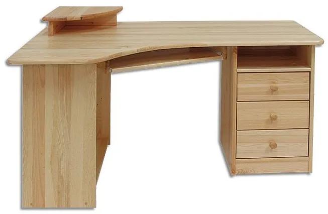 Dřevěný rohový psací / počítačový stůl Tero, masiv borovice, 138x75x82 cm