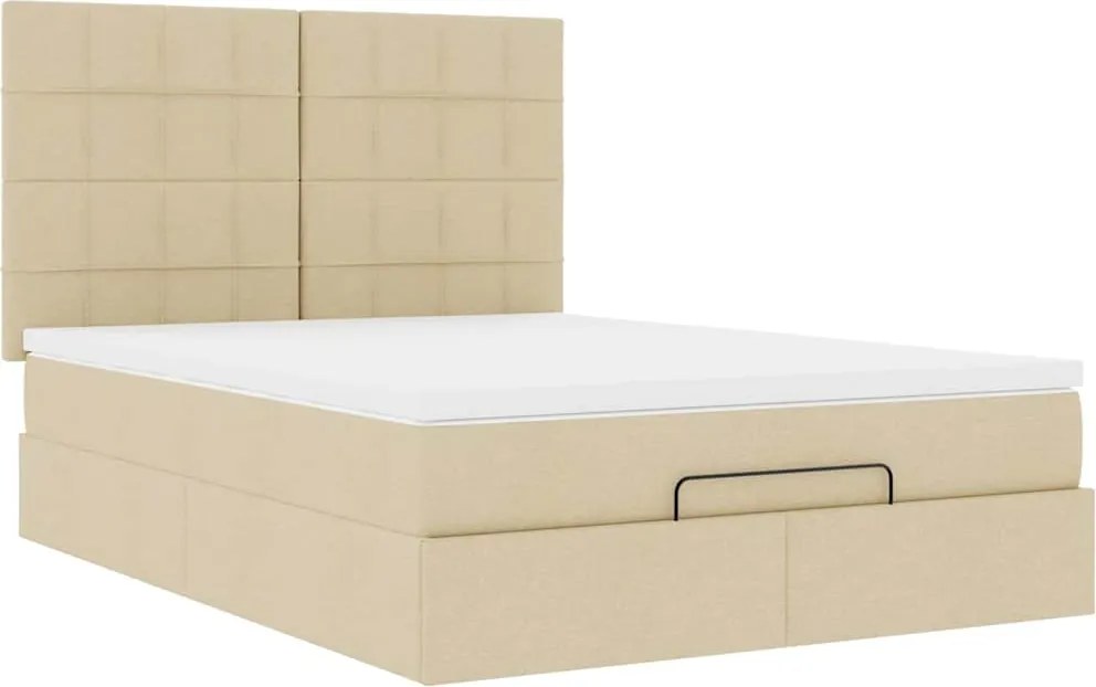 Osmanský rám postele s matrací krémově 140x200cm textil 3314015