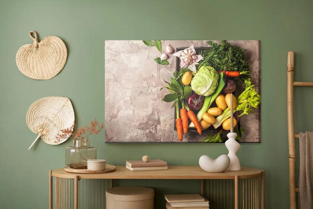 Obraz Zelenina Na Betonu Nedostatek Nedostatek Plátno Canvas 70x50