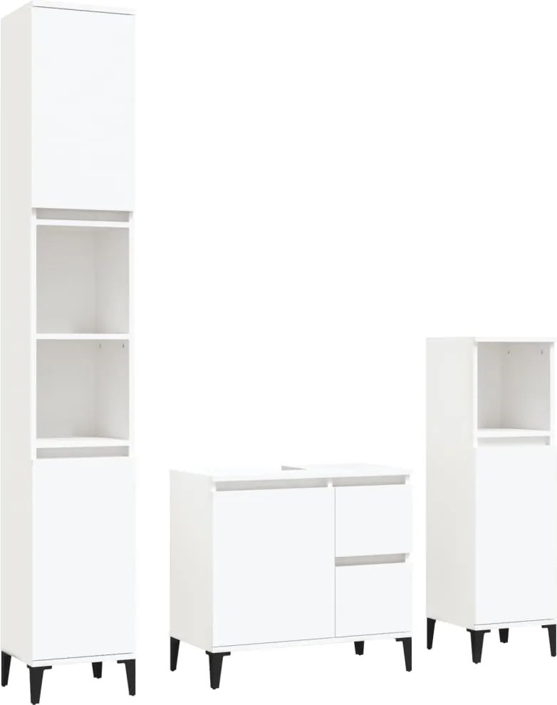 3dílný set koupelnových skříněk bílý kompozitní dřevo 3185543