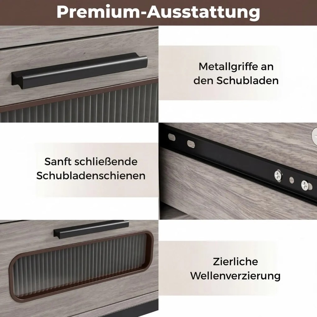 Costway Konzolový stolek se zásuvkami nabíjecí stanice LED světla USB zásuvky