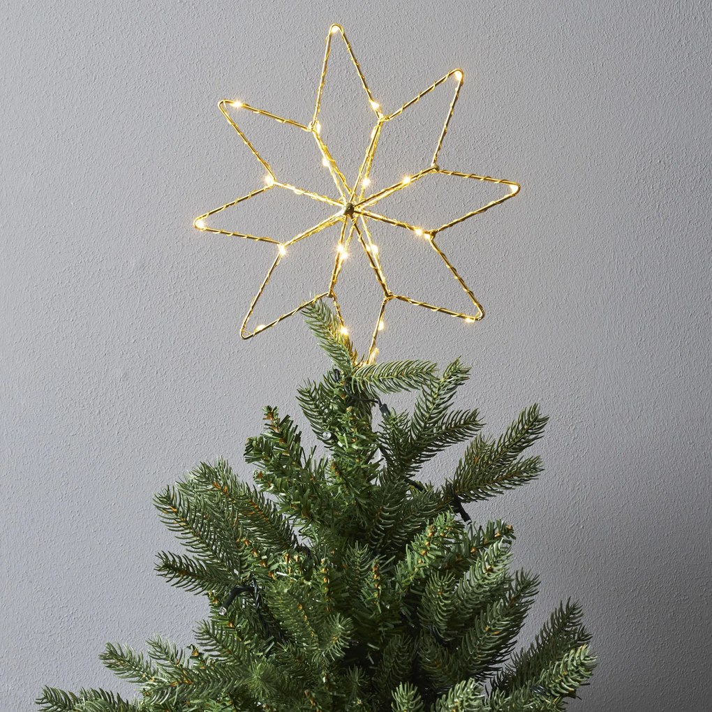 STAR TRADING Svítící vánoční hvězda na stromeček Topsy Gold, zlatá barva, kov