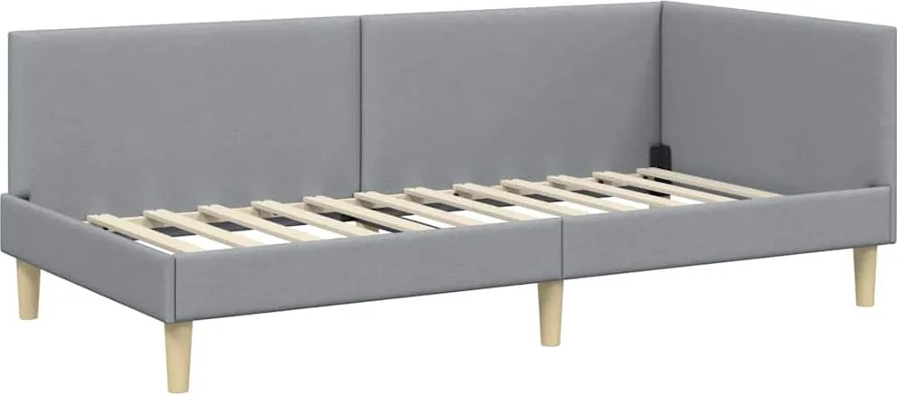 Rohový rám postele s matrací Jiný 2 ks Světle šedá textil 3393749