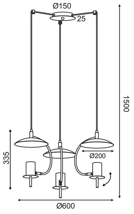 ACA DECOR Závěsné stropní svítidlo PARACHUTE max. 3x 35W/GU10/230V/IP20, černé