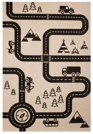 Zala Living - Hanse Home koberce Kusový koberec Vini 103024 Road Map Charly 120x170 cm Béžová - 120x170 cm