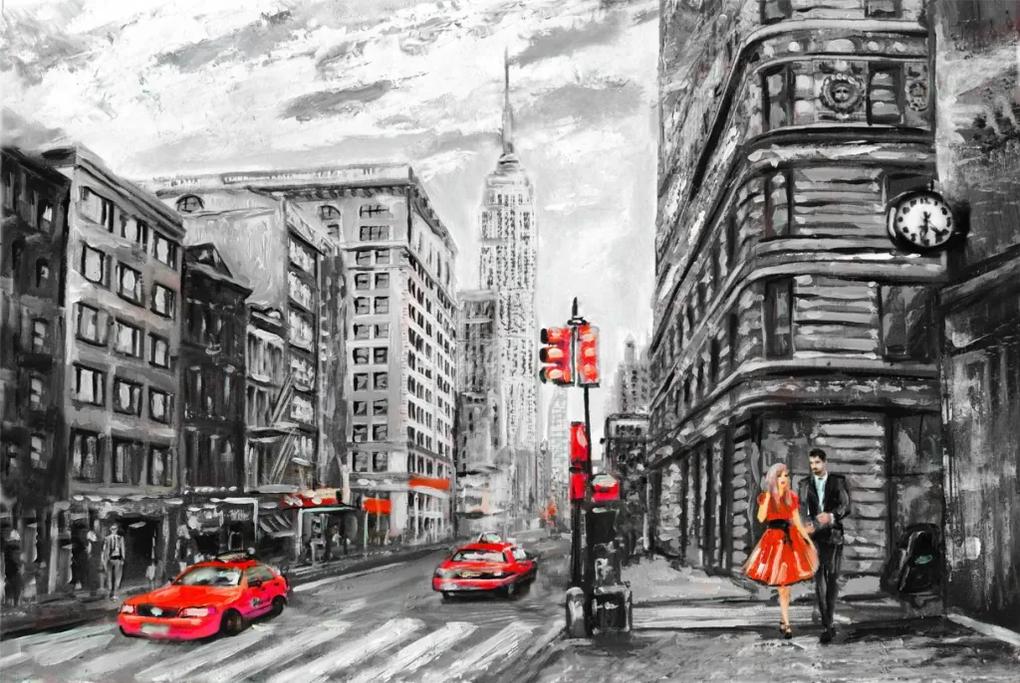 Obraz New York malovaný Red Velikost (šířka x výška): 60x40 cm