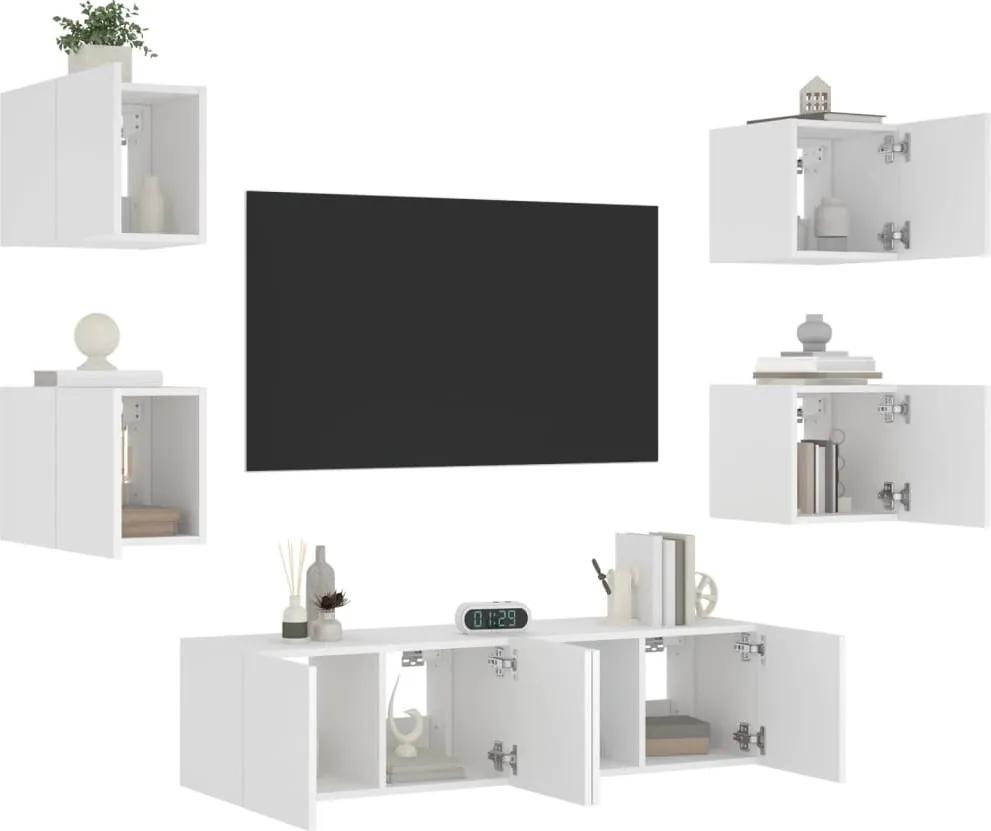 vidaXL 6dílná obývací stěna s LED osvětlením kompozitní dřevo [3216855] Barva: hnědý dub