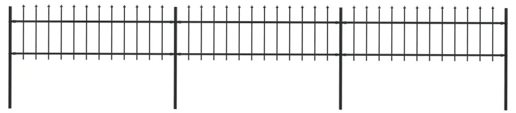 Zahradní plot s kopím nahoře ocelový 537 x 60 cm černý