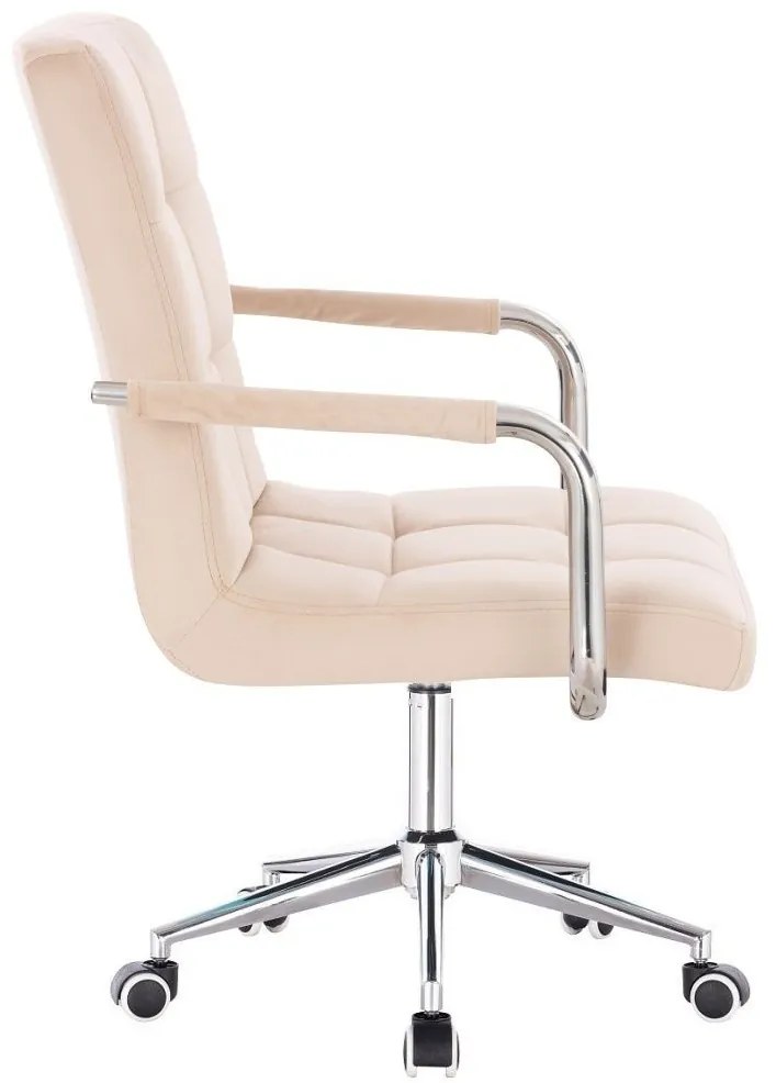 LuxuryForm DESIGN Otočná židle VERONA VELUR na stříbrné podstavě s kolečky - krémová