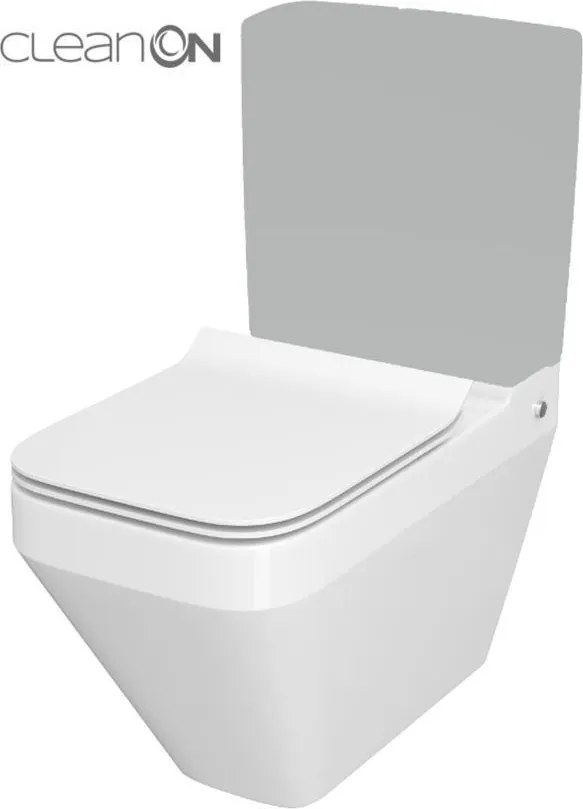 Cersanit Crea Clean On, hranatá kombi mísa včetně Slim sedátka z duroplastu, bílá, K114-022