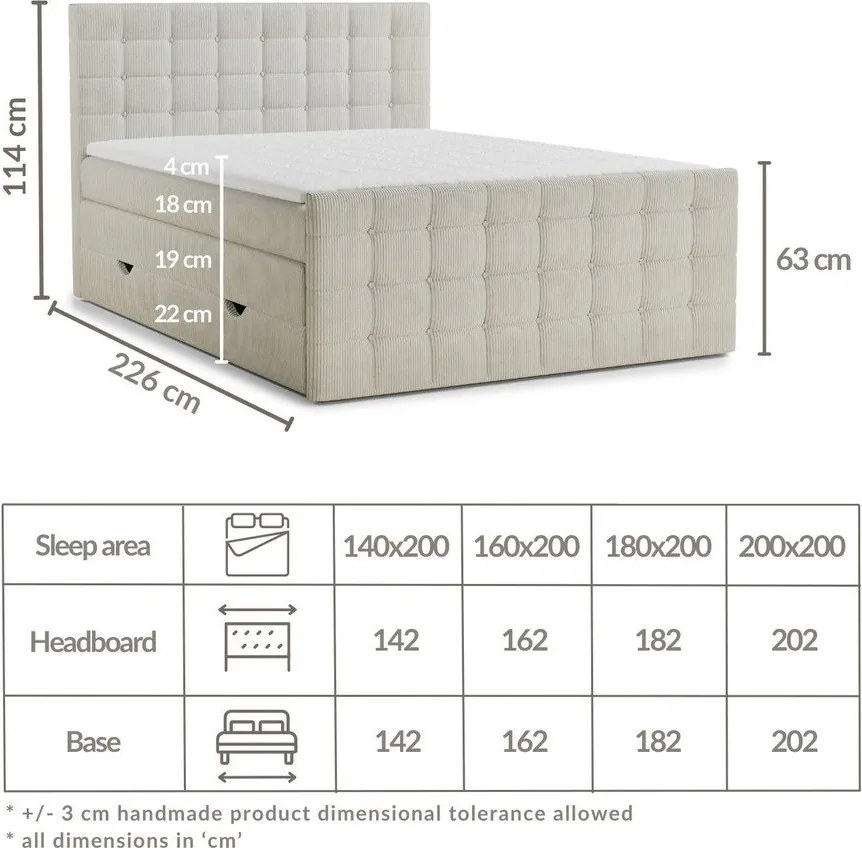 Béžová boxspring postel s úložným prostorem 160x200 cm Tasca – Maison de Rêve