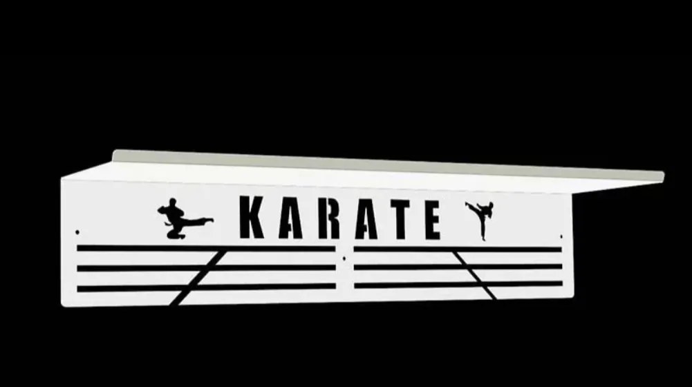 Walenty Kovový nástěnný věšák na medaile Karate různé rozměry, různé barvy Barva: černá, Rozměr: Délka 100cm