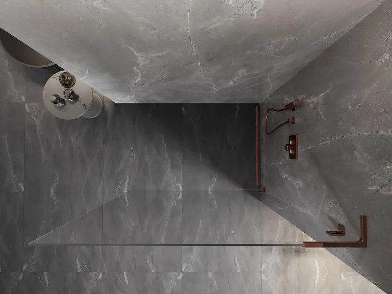 Mexen, Mexen Lunar L sprchová stěna pravá 120 x 200 cm, průhledná 8 mm, růžové zlato - 830L-120-000-60-00-P