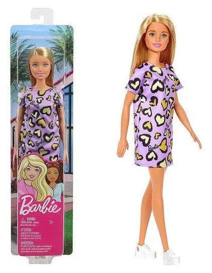 Mattel Barbie v šatech Blondýnka-fialové šaty