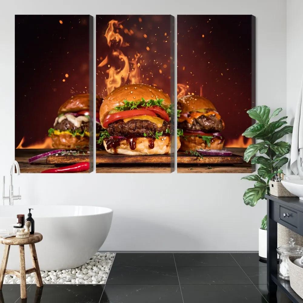 Vícedílný obraz Chutné Hamburgery Nedostatek Nedostatek Přírodní plátno 180x120