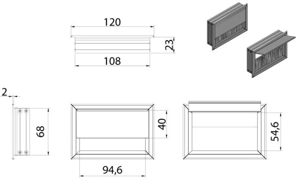 In-Design Průchodka kabelů RECTA do stolu hranatá šířka 80 mm - různé délky bílá Délka průchodky (mm): 160