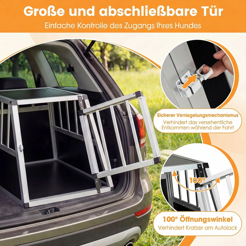 Costway Přepravní box pro psy s uzamykatelnými dveřmi a – 69,5 × 54 × 50,5 cm