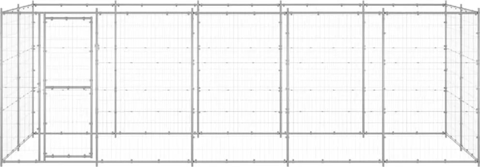 vidaXL Venkovní psí kotec ocel 12,1 m² [3082309] Barva: Stříbrná