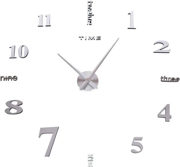 TZB Nástěnné hodiny Diy Thot 65 - 120 cm - stříbrné 3D