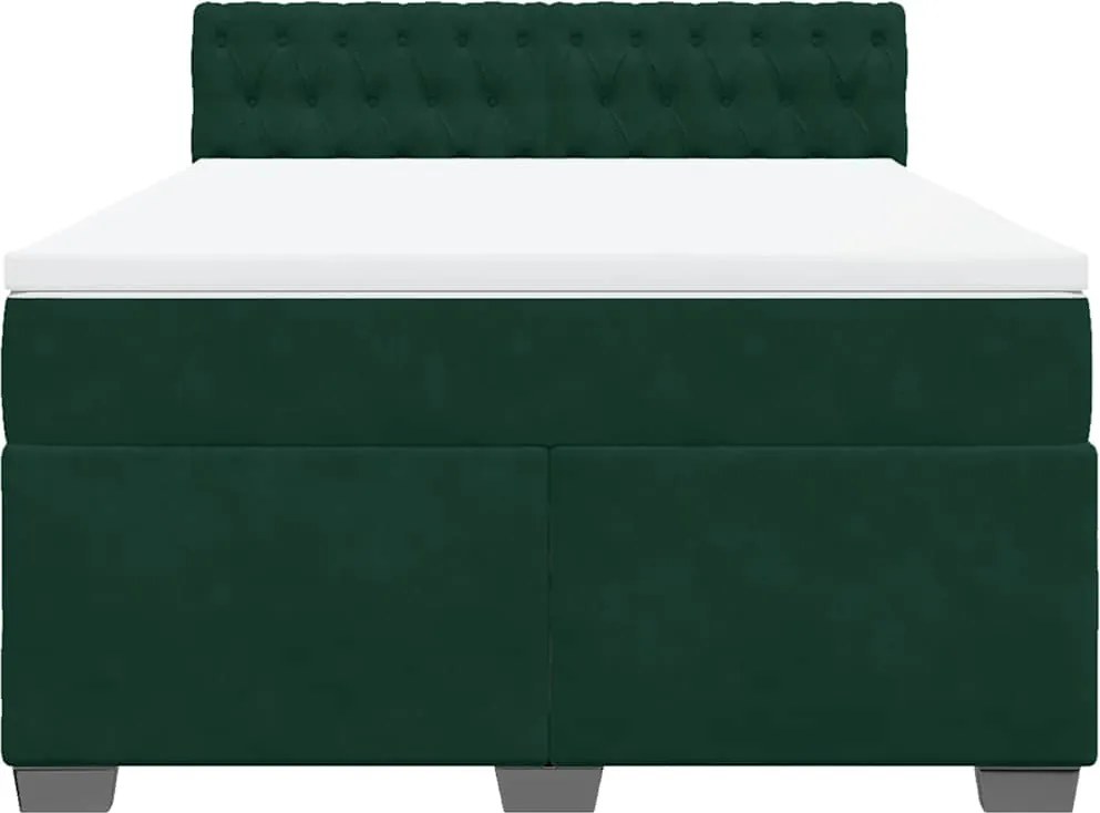 Box spring postel s matrací tmavě zelená 160x200 cm samet 3288663