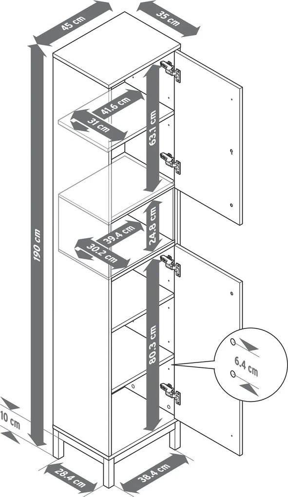Tchibo - Vysoká koupelnová skříňka »Eklund«, bílá