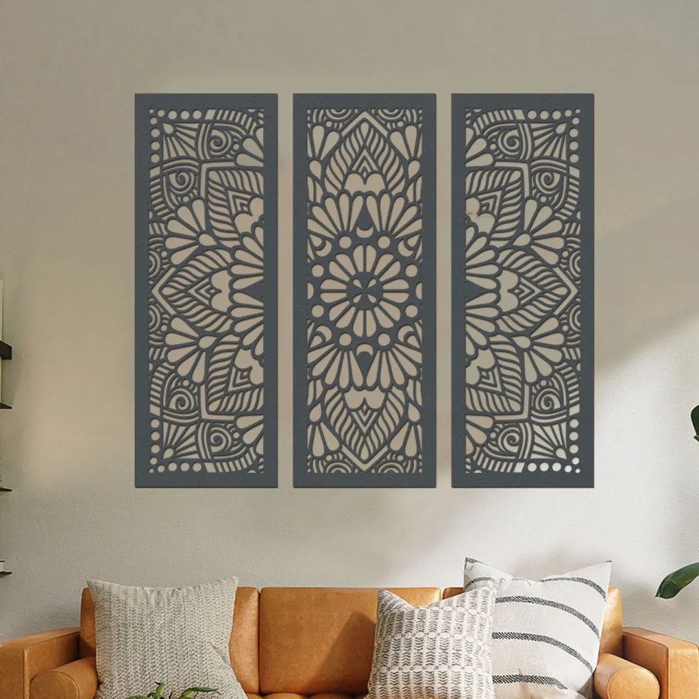 dřevo života Dřevěná 3 dílná mandala QUADRO Zvolte barvu dekoru: Horský dub, Rozměry šxv (cm): 72x60