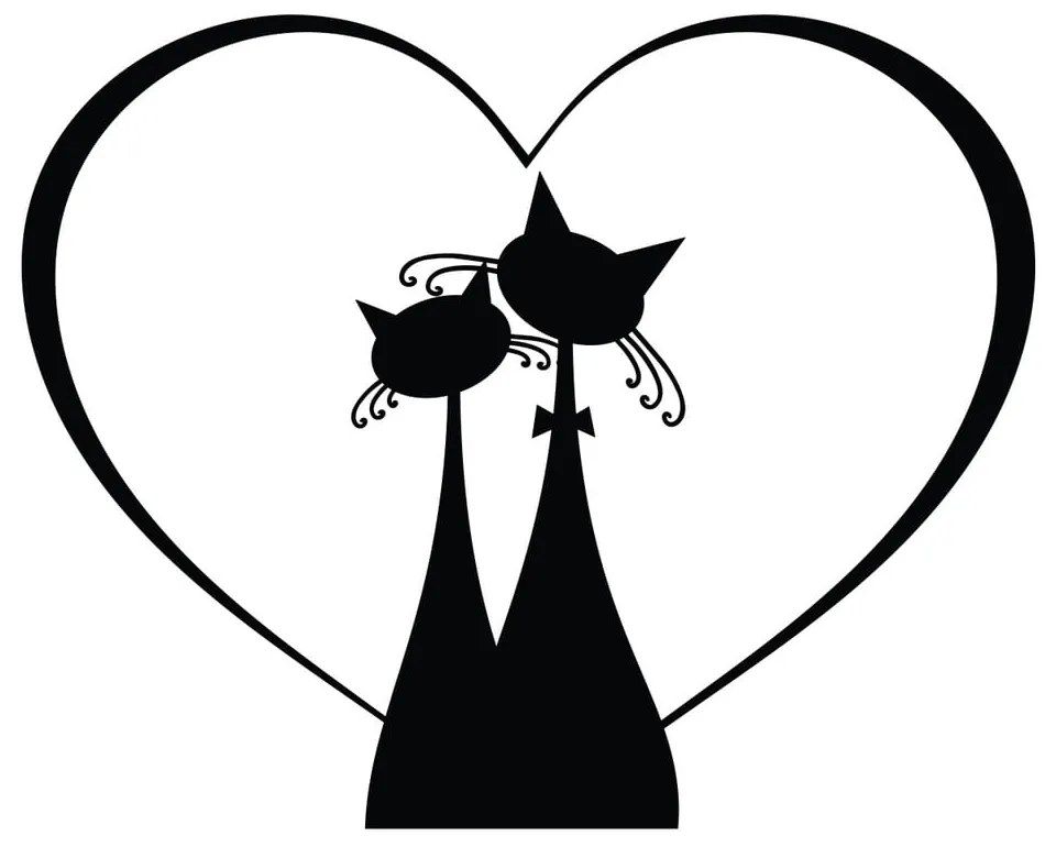 Černá samolepka na vypínač Ambiance Cat Couple