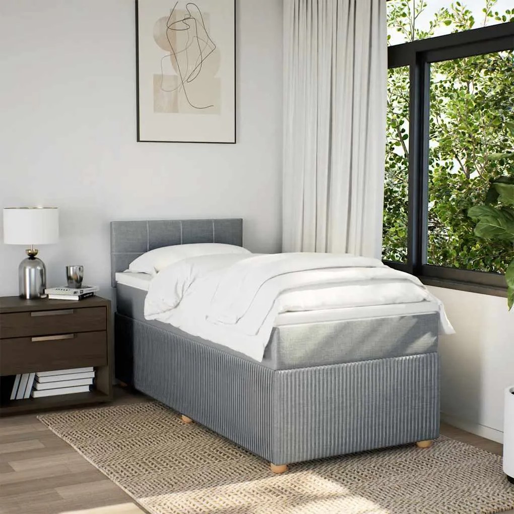 Box spring postel s matrací světle šedý 100 x 200 cm textil 3287367
