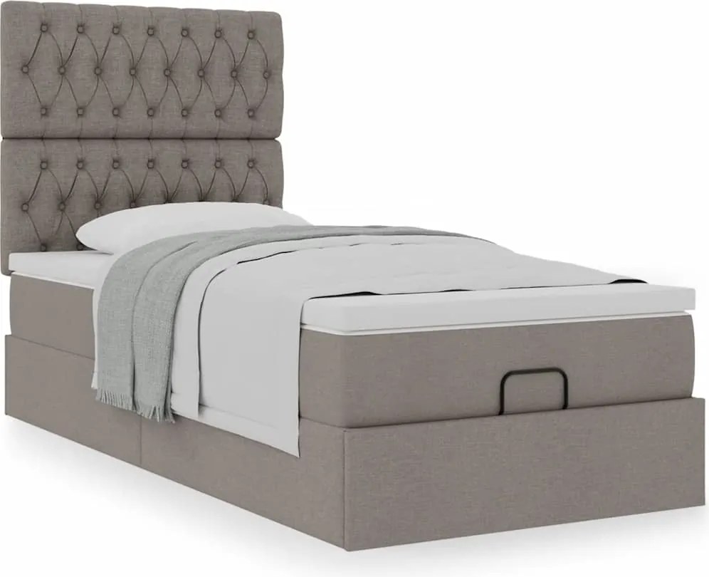 Osmanský postel s matrací taupe 90x200 cm textil 3313213