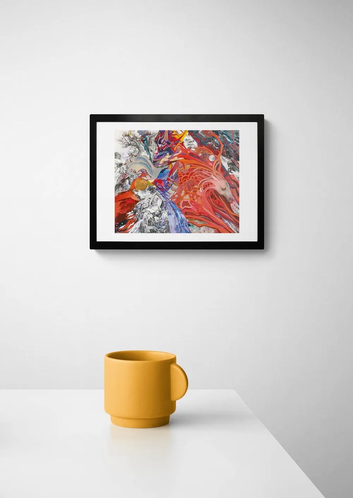 Yulia Novikova | Kůň oheň Rám: Bílý, Velikost: 70 x 100 cm