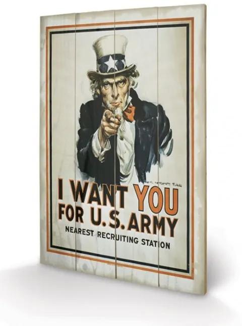 Dřevěný obraz I Want You - Uncle Sam, (40 x 59 cm)