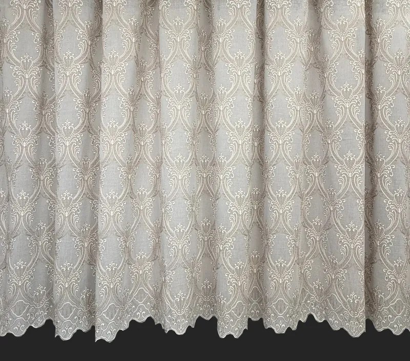 Voálová Luxusní vyšívaná záclona Versailles White and Beige metráž Ervi 3634-15