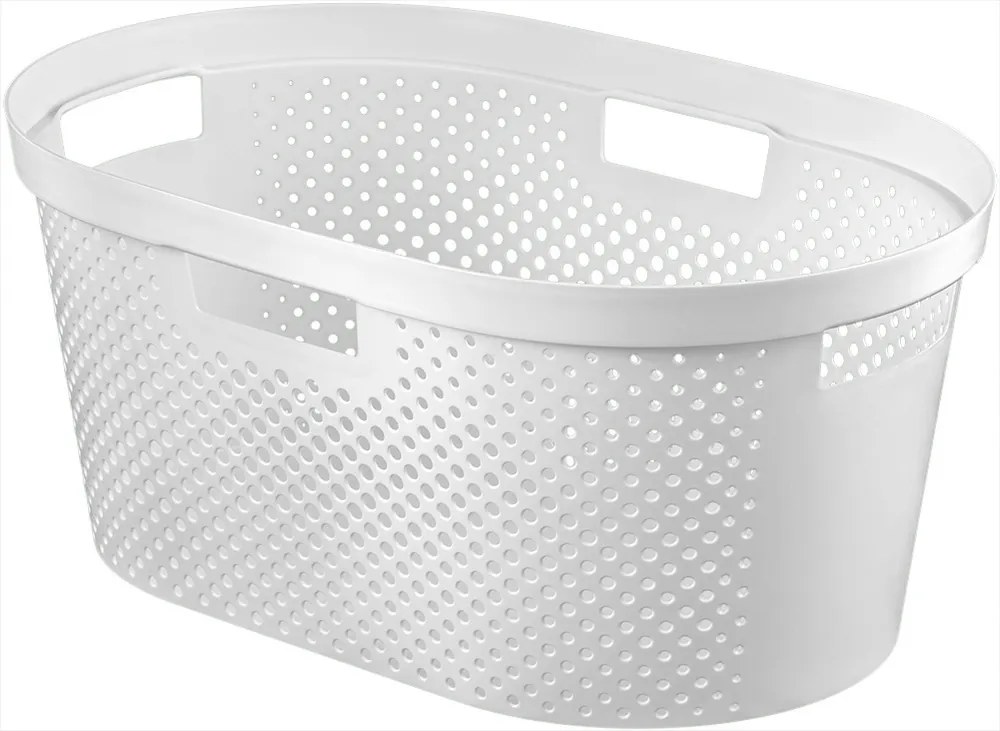 CURVER INFINITY DOTS 39L koš na čisté prádlo - bílý