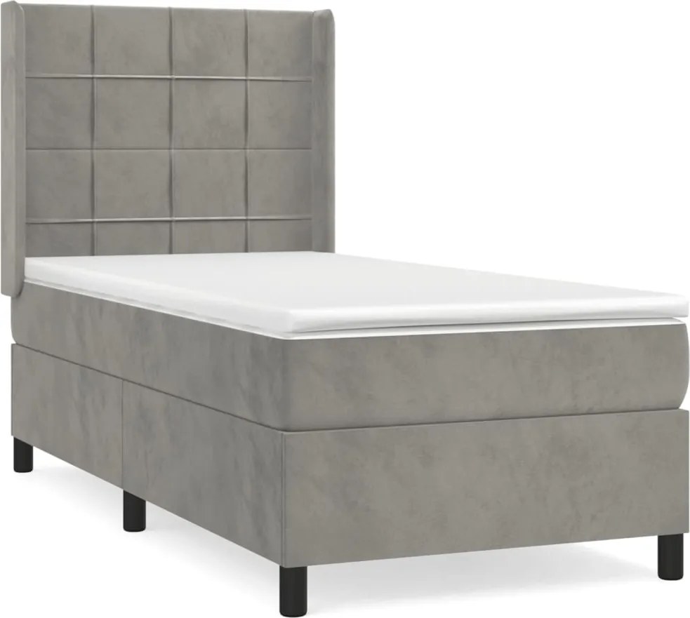 Box spring postel s matrací světle šedá 100x200 cm samet 3132663