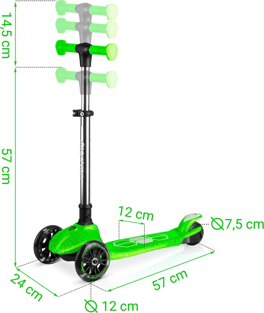 Ricokids Jelly tříkolová balanční koloběžka pro děti, svítící ve tmě - zelená