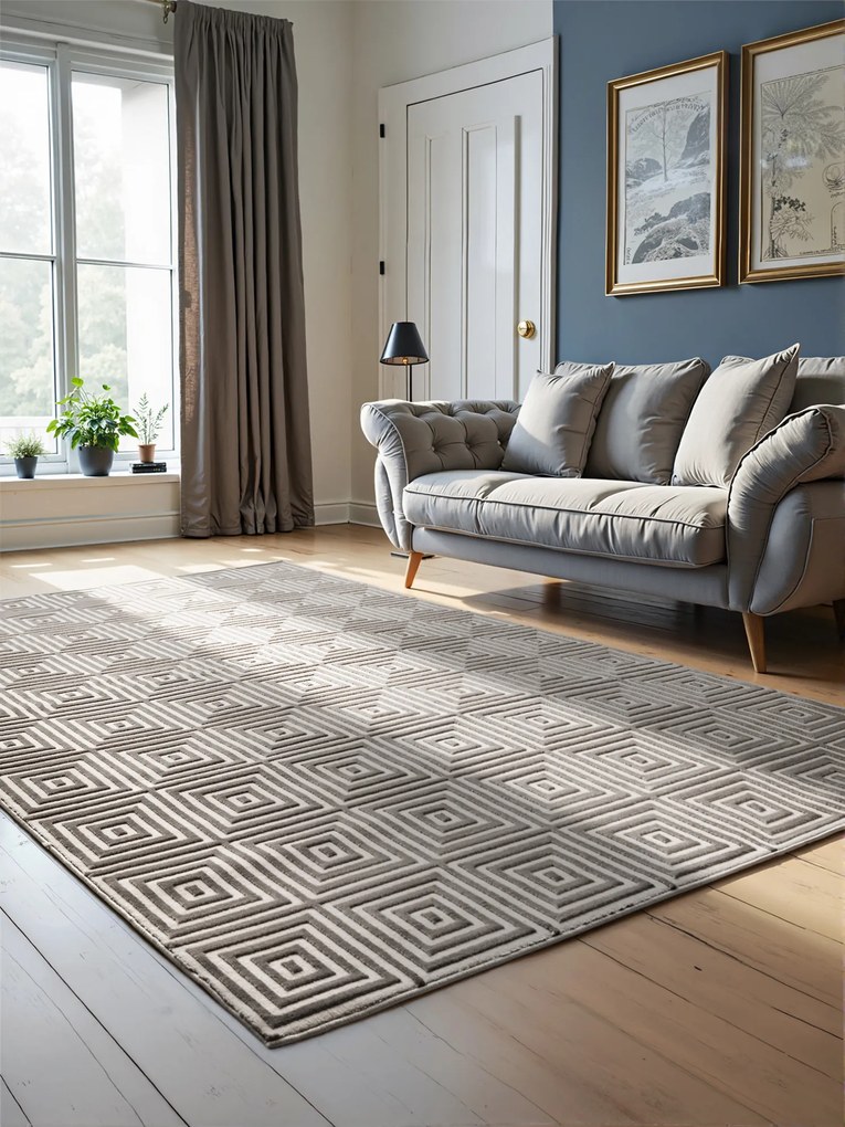 ELLE Decoration, Kusový koberec Perles 106185 White Grey z kolekce Elle, 200x280, šedá, ložnice