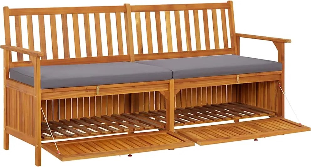 Úložná lavice s poduškou 170 cm masivní akáciové dřevo 316741