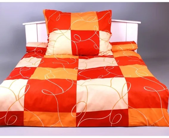Prodloužené krepové povlečení 140x220 na 2 postele - Veronica oranžová Lobles