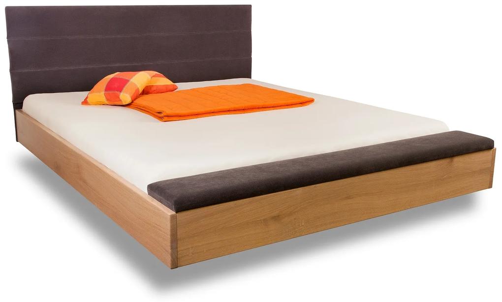 Krajča Manželská postel z masivu Alfarnate 180 x 200 cm (dub) Povrchová úprava: Bezbarvý olej OSMO, Druh dřeva: Dub, Barva čalounění: Hnědá