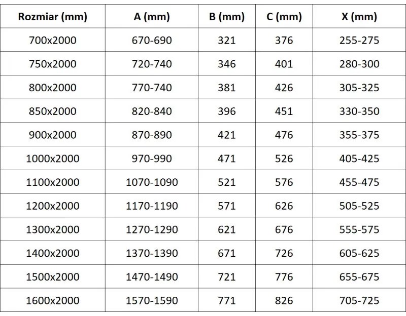Mexen Velar L, posuvná sprchová zástěna Walk-in 110 x 200 cm, 8mm sklo námraza, černá matná, 871-110-003-33-70