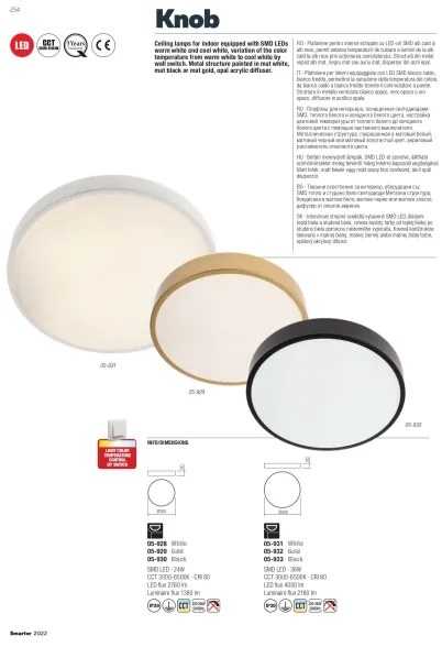 Redo 05-930 - LED Stropní svítidlo KNOB LED/24W/230V 3000K-6500K 30 cm černá