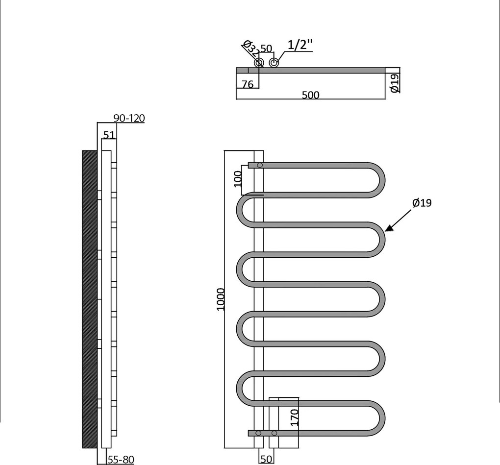Sapho Carisma otopné těleso 500 x 1000 mm chrom 1801-14
